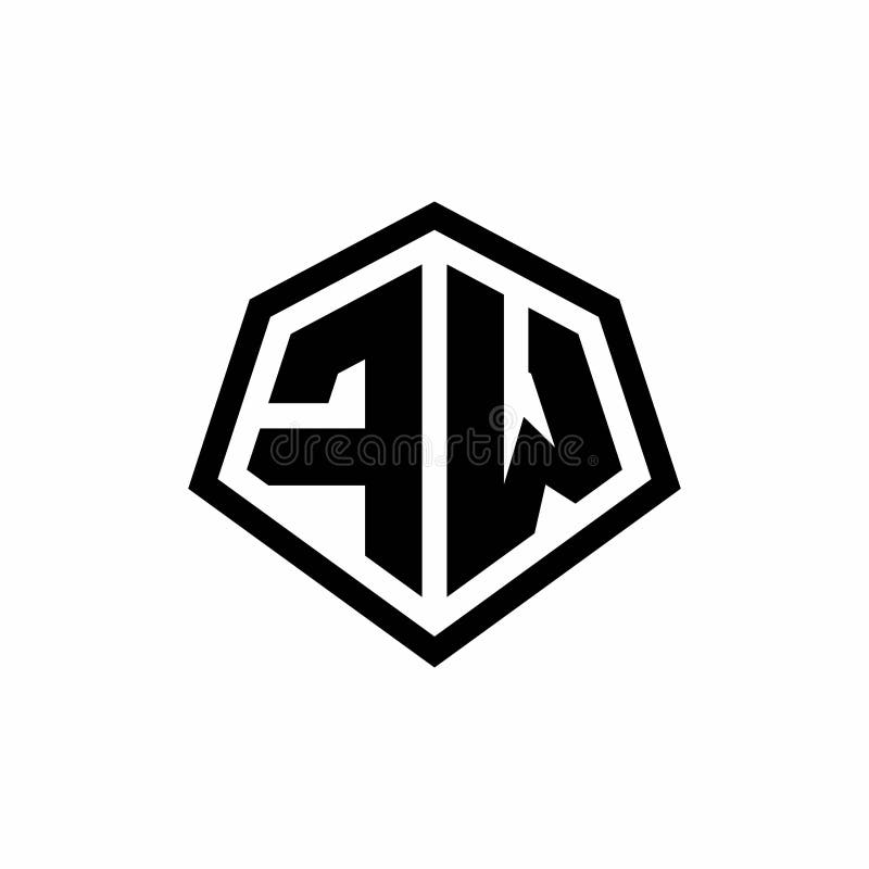 FW Monogram Logo with Hexagon Shape and Line Rounded Style Design ...