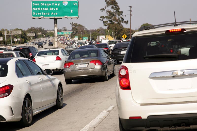 10 Fwy East Traffic Jam Los Angeles Downtown Editorial Stock Image ...