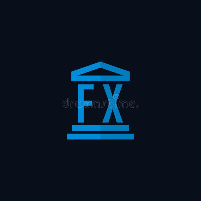 FX Initial Logo Monogram with Simple Courthouse Building Icon Design ...