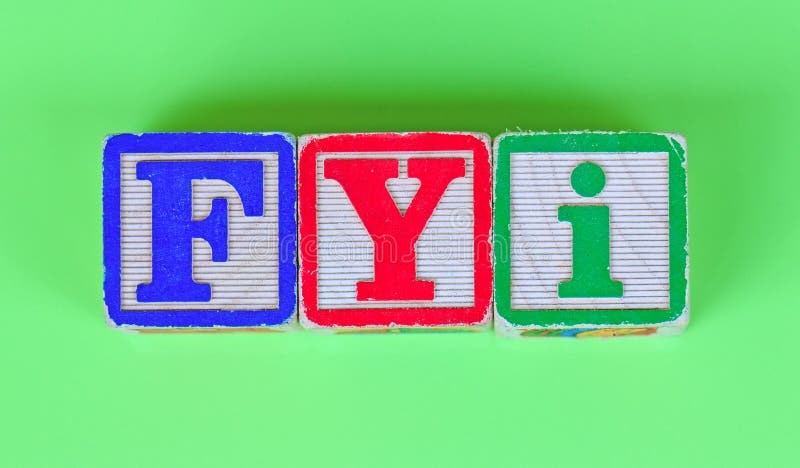 FYI in old blocks stock photo. Image of share, abbreviation - 5865486