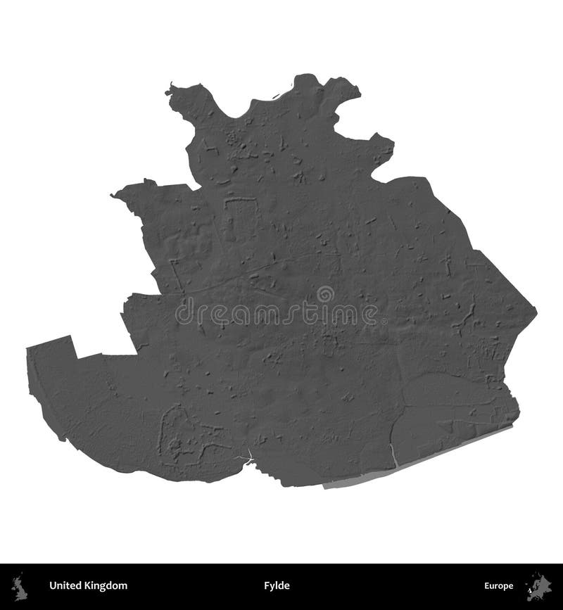 Fylde, United Kingdom, Isolated on White. Grayscale Stock Illustration ...