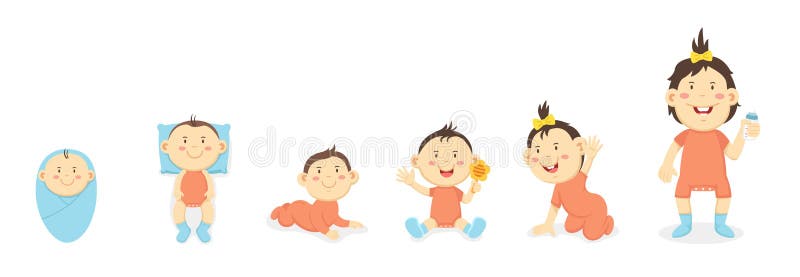 Fysieke Ontwikkeling Van Het Kind Tot 1 Jaar, Vector Vector Illustratie ... Fysieke Ontwikkeling Van Het Kind Tot 1 Jaar, Vector Vector Illustratie ...