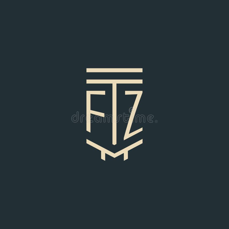 FZ Initial Monogram with Simple Line Art Pillar Logo Designs Stock ...