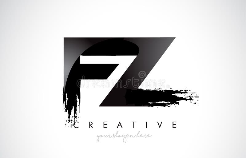 FZ Letter Design with Brush Stroke and Modern 3D Look Stock Vector ...