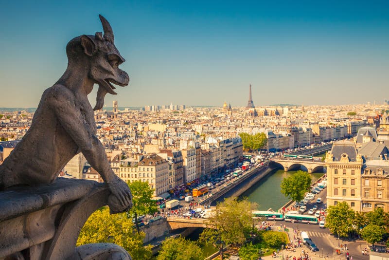 Gárgula Em Notre Dame Cathedral Foto de Stock - Imagem de catedral ...