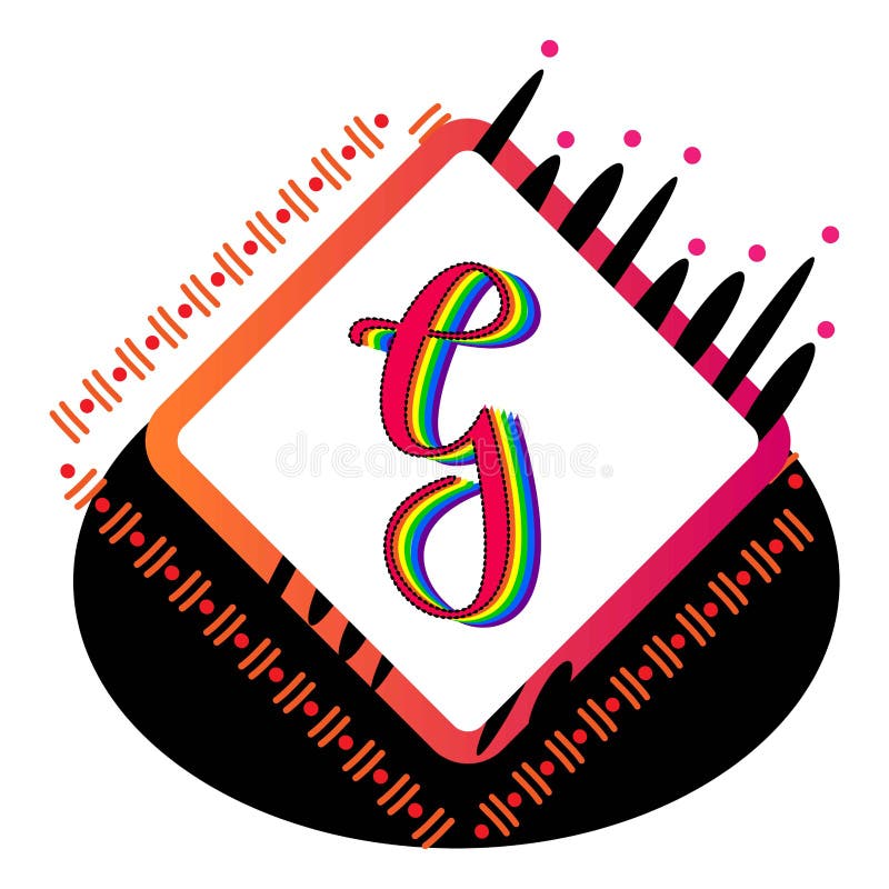 G Letter. Alphabet G Sticker. Rainbow Style Character On Abstract ...