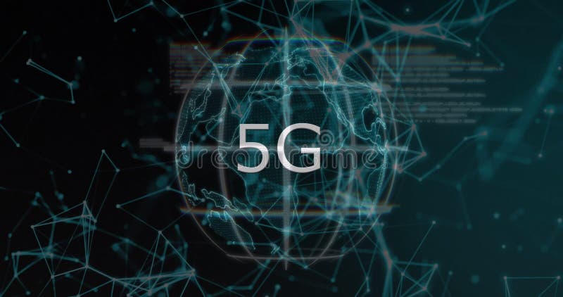 5G Animation Showing Digital Globe with Network Connections and Data ...