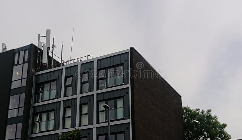 5G Arial Layout on an Apartment Complex Roof Stock Photo - Image of ...