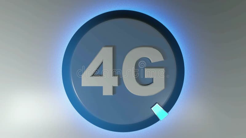 4G Blue Circle Icon with Rotating Light Cursor - 3D Rendering Animation ...