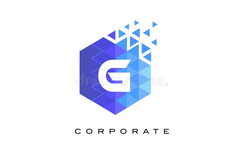 G Blue Hexagonal Letter Logo Design with Mosaic Pattern. Stock Vector ...
