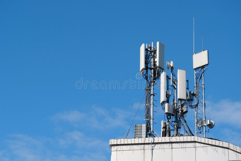 5G Cell Towers for Smart Mobile Telephone on Sky Background Stock Photo ...