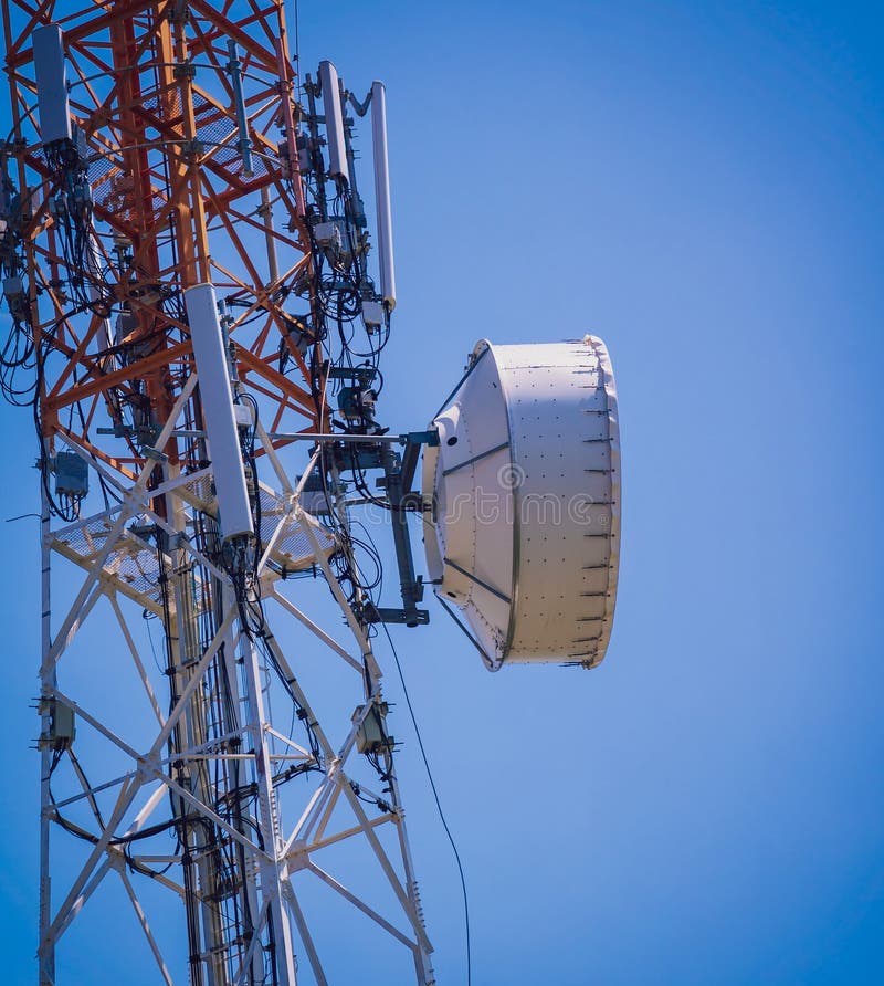 5G Cell Towers for Smart Mobile Telephone on Sky Background Stock Photo ...