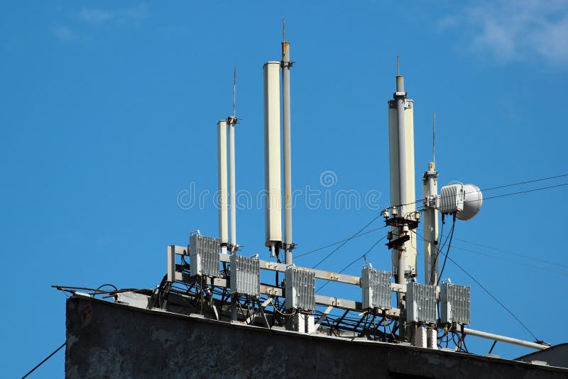 3G, 4G and 5G Cellular Antennas. Base Transceiver Station ...