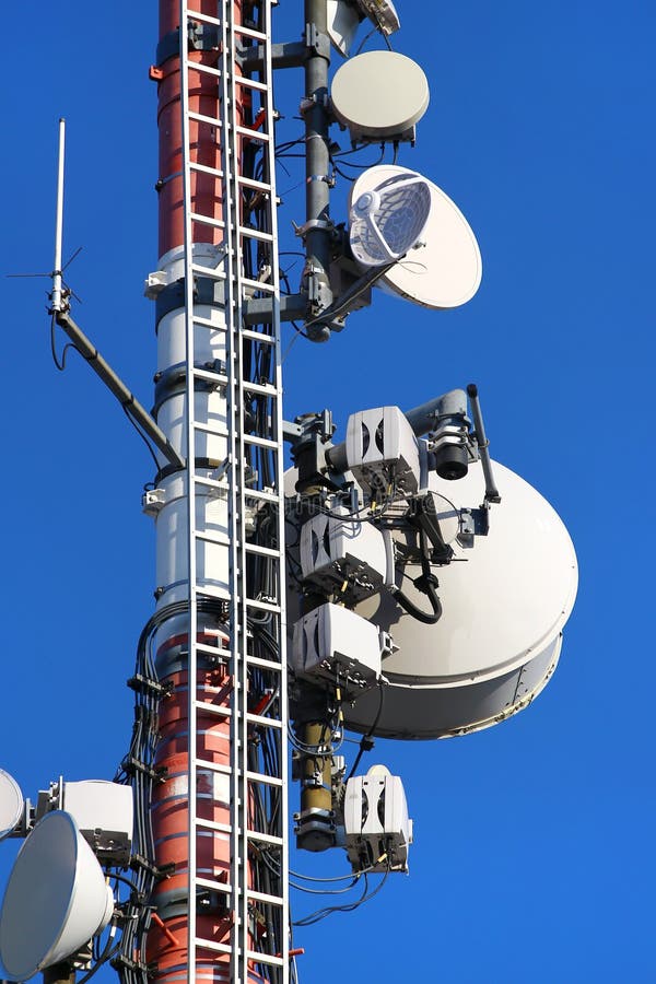 3G, 4G and 5G Cellular Antennas. Base Transceiver Station. Telecommunication Tower Stock Image ...