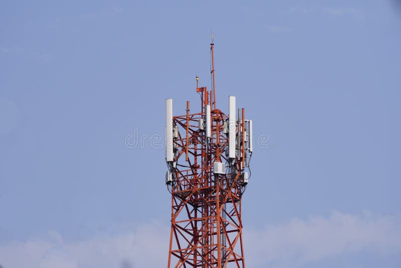 Telecommunication Tower. Wireless Communication Antenna Transmitter ...