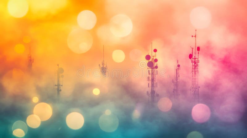 5G Cellular Network Background, Telecommunication Towers, Summer Colors ...