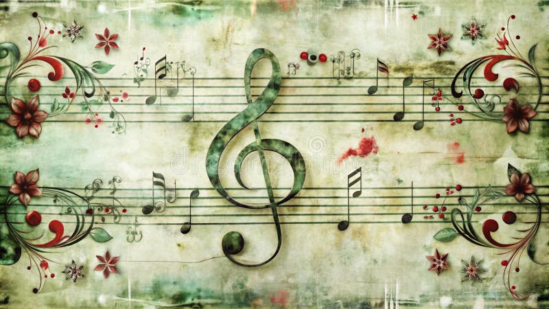 G Clef with Musical Notes on a Vintage Sheet Music Background Stock ...