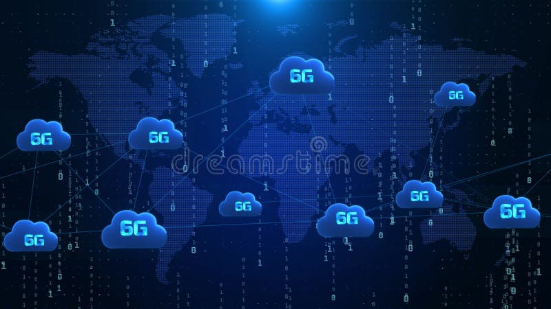 6G Cloud Computing, Cloud Services Big Data Internet Information Technology Loop Background ...