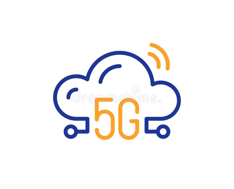 5g Cloud Computing Line Icon. Wireless Technology Sign. Vector Stock Vector - Illustration of ...