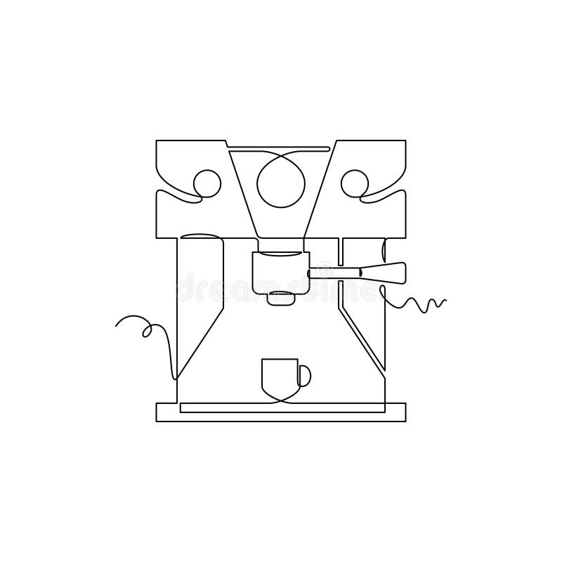 One Line Art Coffee Maker Vector Illustration Stock Illustration ...