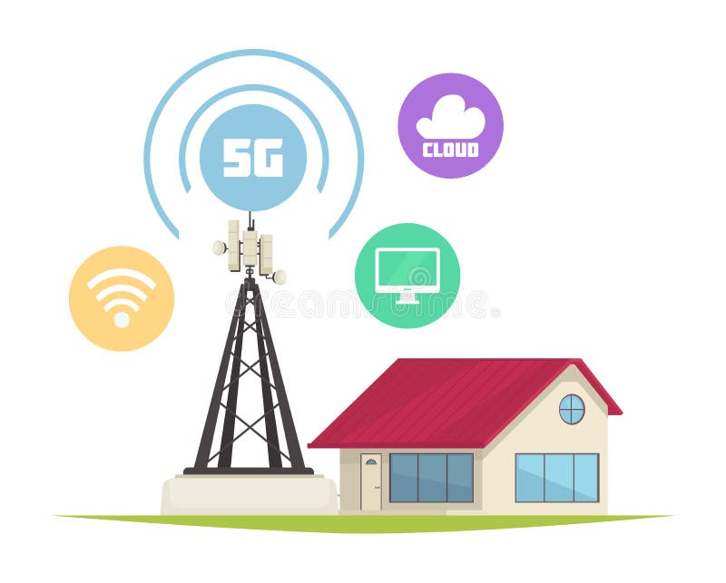 5G Connected House Composition Stock Illustration - Illustration of ...