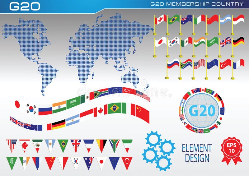 G20 Countries Flags or Flags of the World Element Design Stock ...