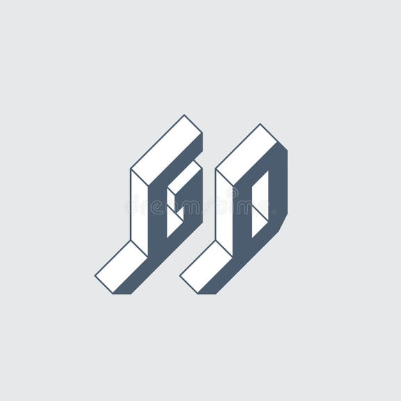 G and D - Monogram or Logotype. Isometric 3d Font for Design. Three ...