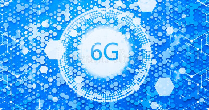 6G 3d Rendering Wireless Network and Big Data Concept on Hexagon ...