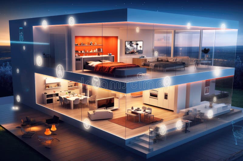 5G-enabled Smart Homes. Generative AI Stock Illustration - Illustration ...