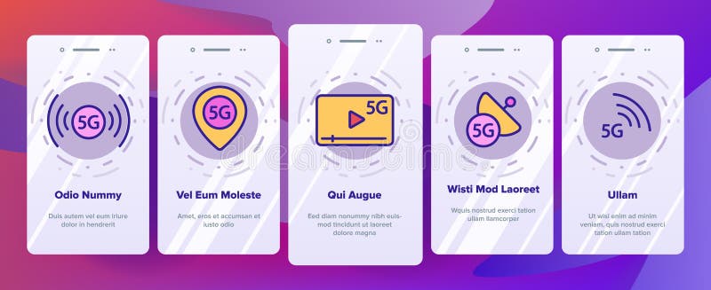 5G Fast Network, Connection To Website Vector Onboarding Stock Vector ...