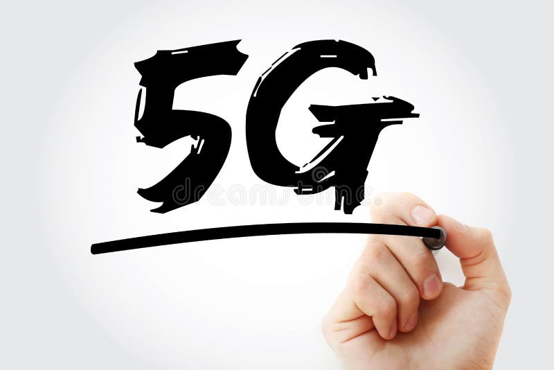 5G - Fifth Generation of Wireless Communications Text with Marker ...