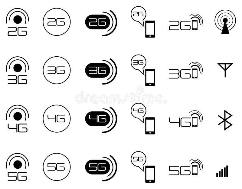 2G 3G 4G Mobile Network Icons Stock Vector - Illustration of modem ...