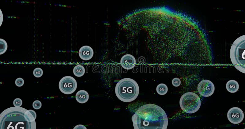 5G and 6G Network Bubbles Over Digital Globe Animation Stock Footage ...