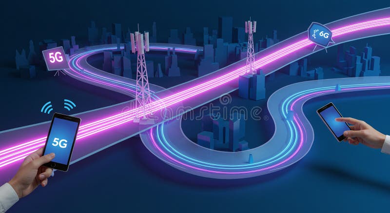 5G and 6G Network Technology Concept Stock Illustration - Illustration ...