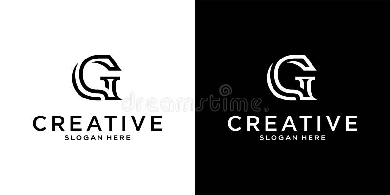 G or GG Initial Letter Logo Design Concept Stock Vector - Illustration ...