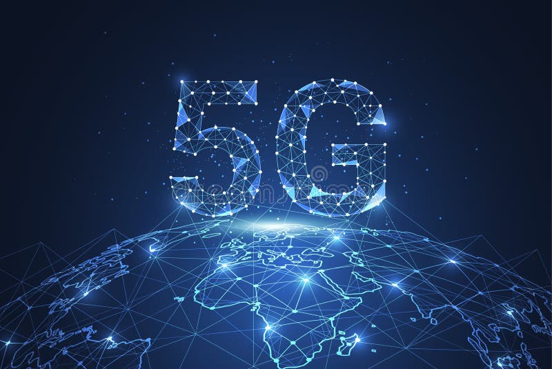 5G Global Network Connection. Polygon Connect Dot and Line Shaped of ...