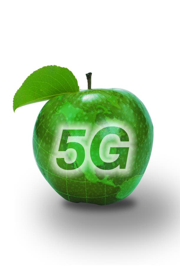5G Green Apple Communication Stock Illustration - Illustration of apple ...