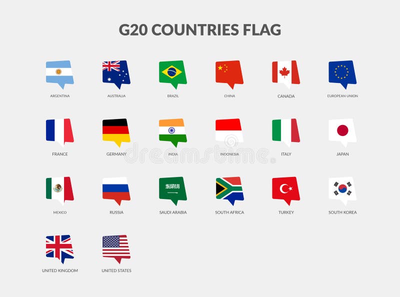 The G20 - Group of Twenty Countries Chat Flag Icon Set Stock ...