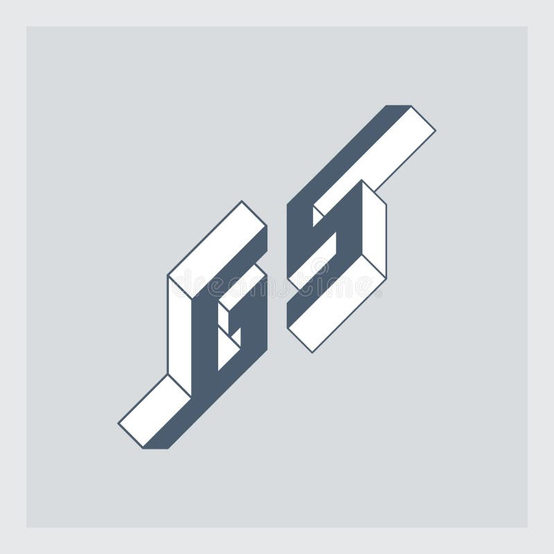 G5 or GS - Monogram or Logotype. Isometric 3d Font for Design. Three ...