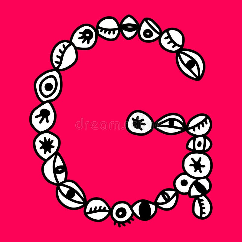 G Hand Drawn Vector Letter with Eye Symbols in Different Forms in ...