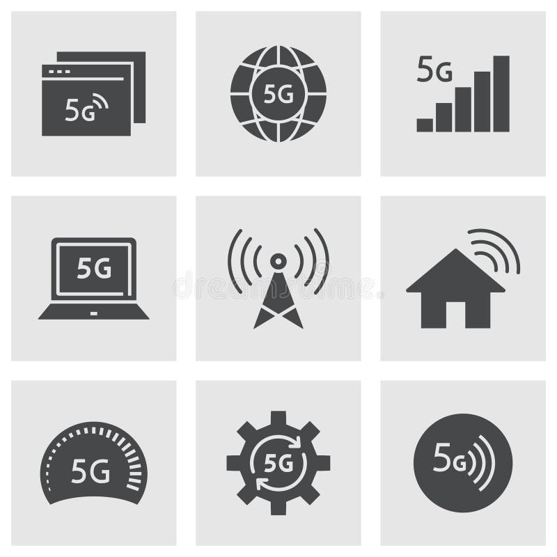 5g Icon Set. Illustrations Isolated on White Stock Illustration ...