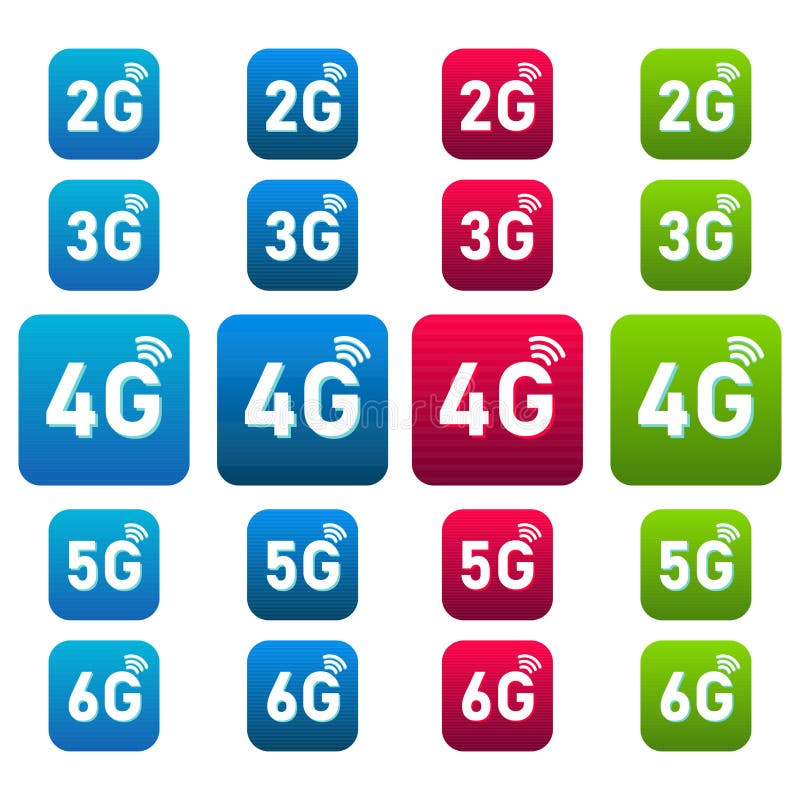 3g, 4g, 5g, 6g Icon Set for Internet and Phone. Stock Illustration ...
