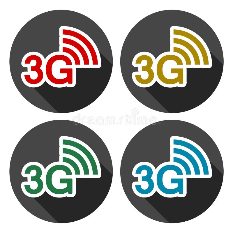3G Icons Set with Long Shadow Stock Vector - Illustration of design ...