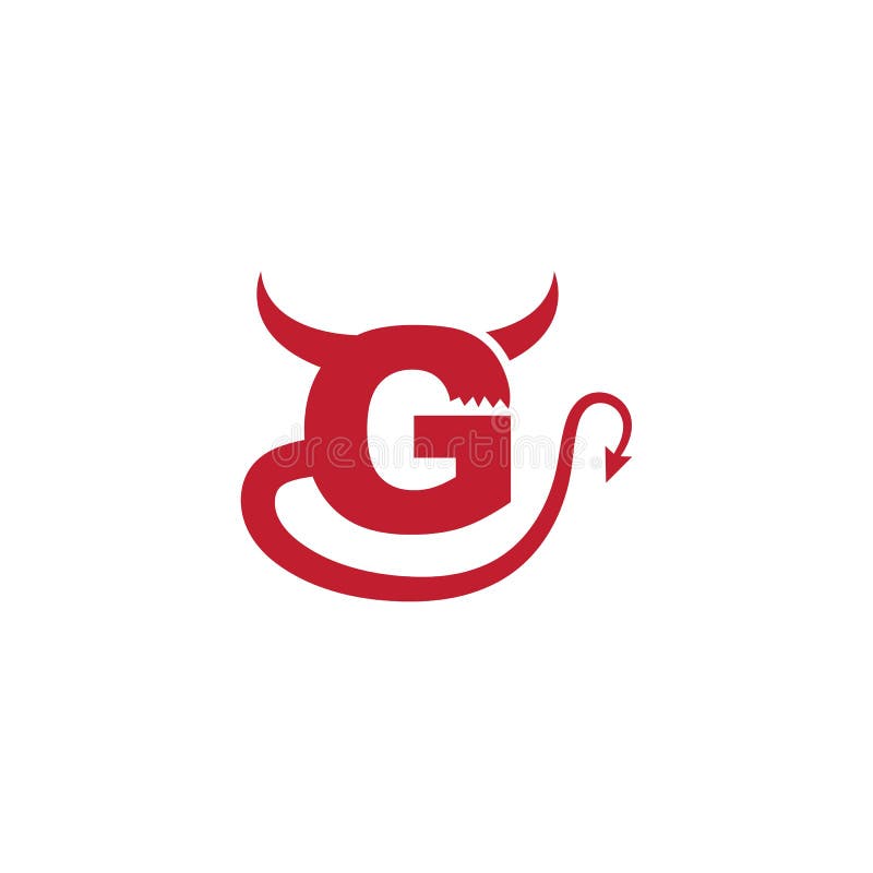 Letter R with Devil`s Horns and Tail Icon Logo Design Vector Stock ...