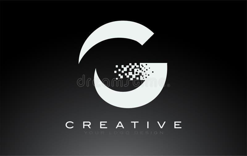 G Initial Letter Logo Design with Digital Pixels in Black and White ...