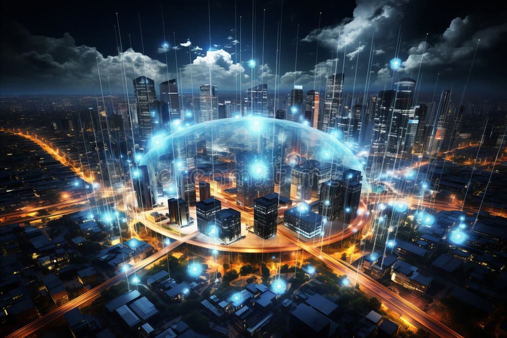 5g Integration in Smart Cities. High-speed Internet, Cloud Computing, and Data Storage Stock ...