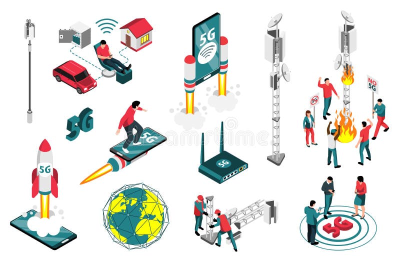 5g Internet Color Set stock vector. Illustration of wave - 230990102