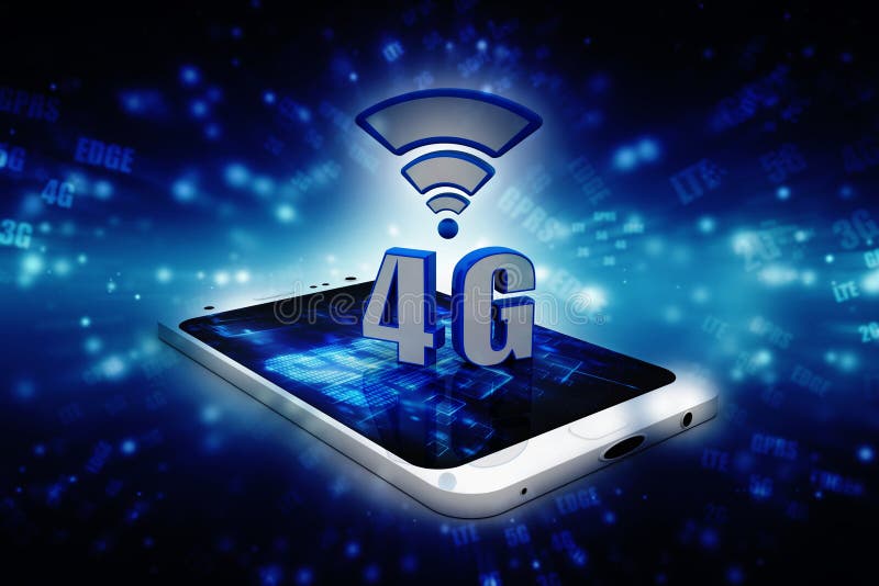 4g Internet Concept, Tablet with 4g Sign in Digital Background Stock ...