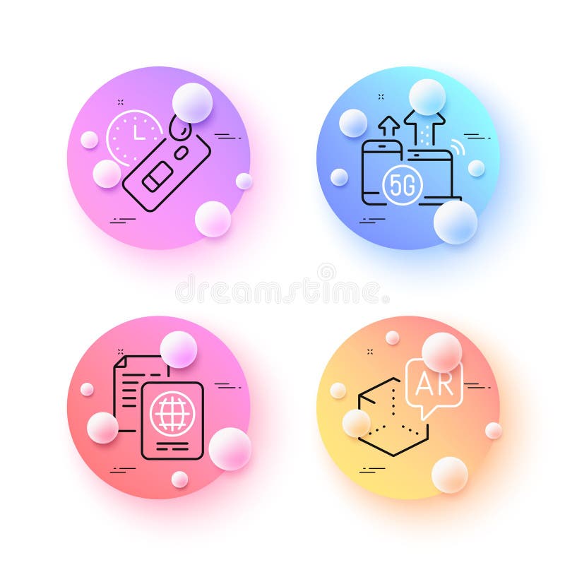 5g Internet, Covid Test and Passport Document Minimal Line Icons. for ...