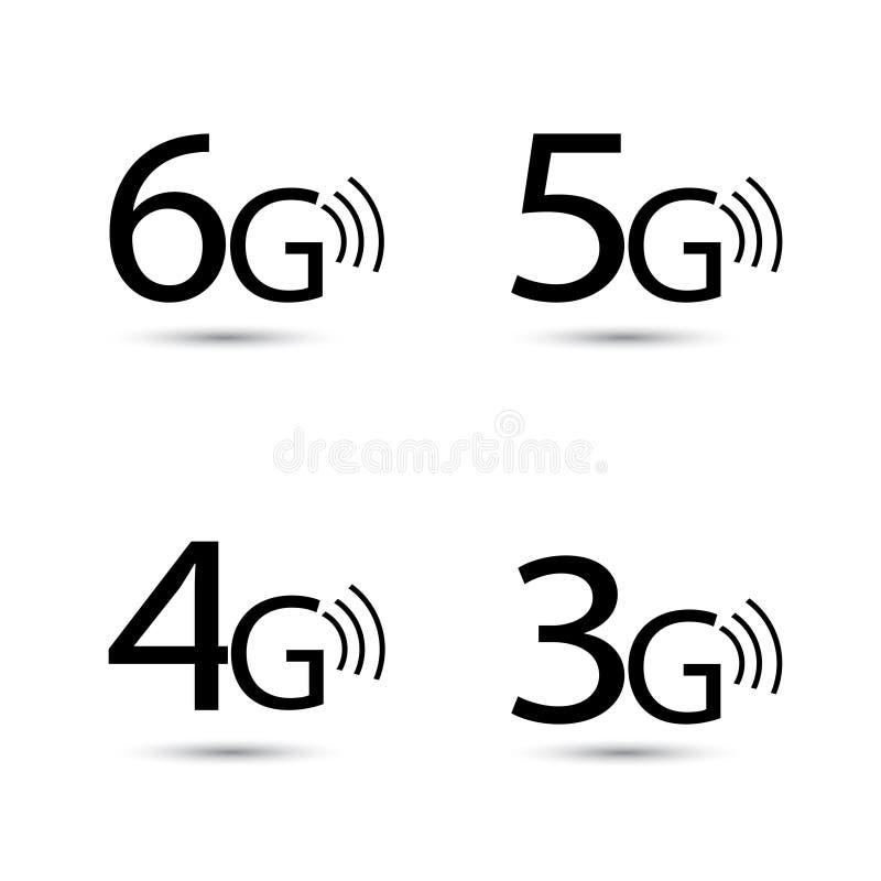 6g 5g 4g 3g Internet Icons Set Stock Vector - Illustration of internet ...